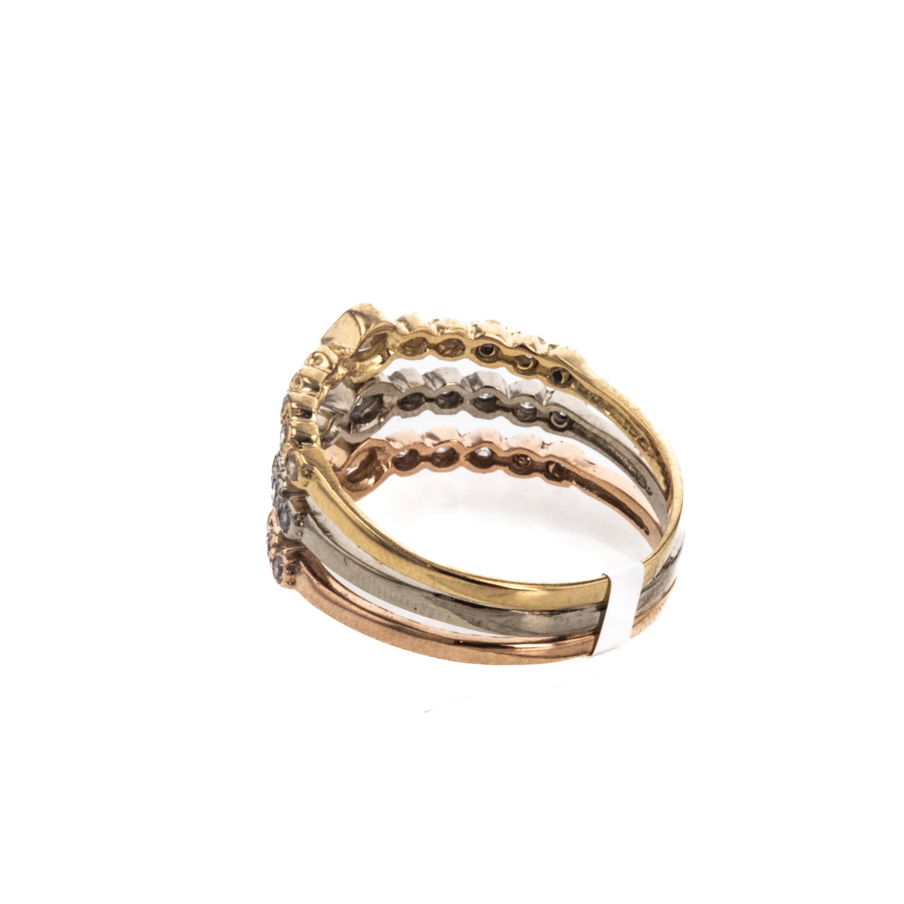 ANILLO 3 COLORES CON ZIRCONES 18K