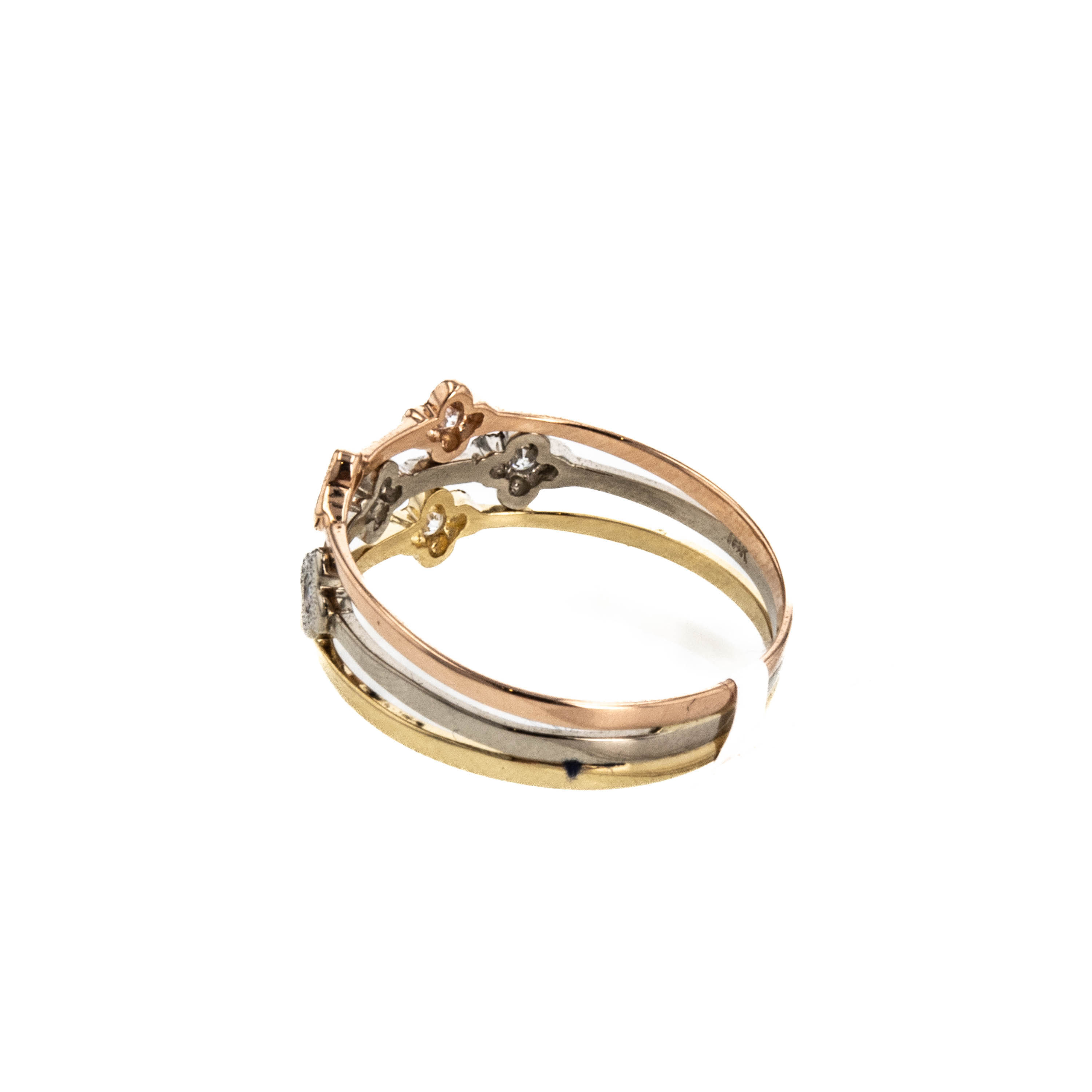 ANILLO 3 COLORES CON ZIRCONES 18K