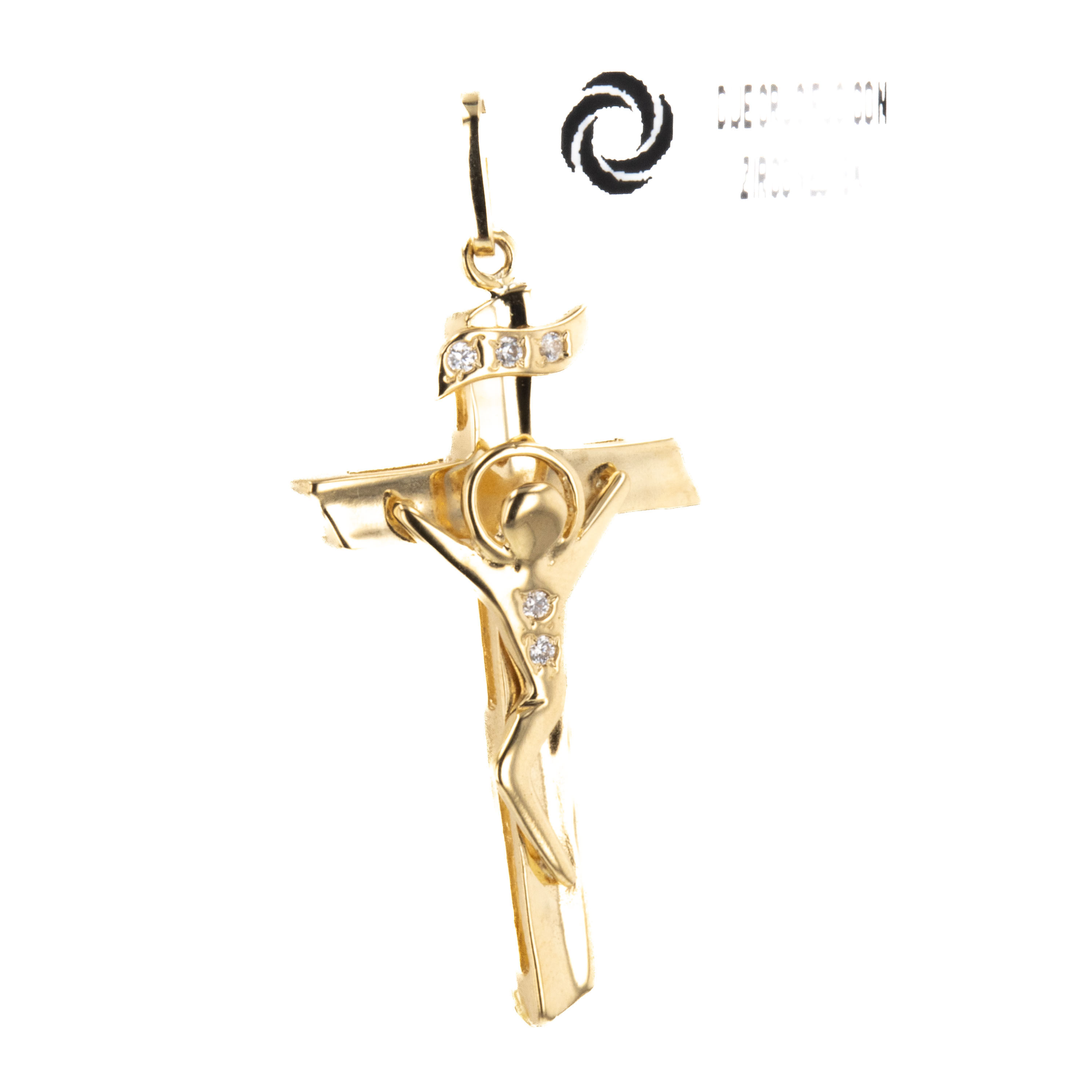 DIJE CRUCIFIJO CON ZIRCONES 18K