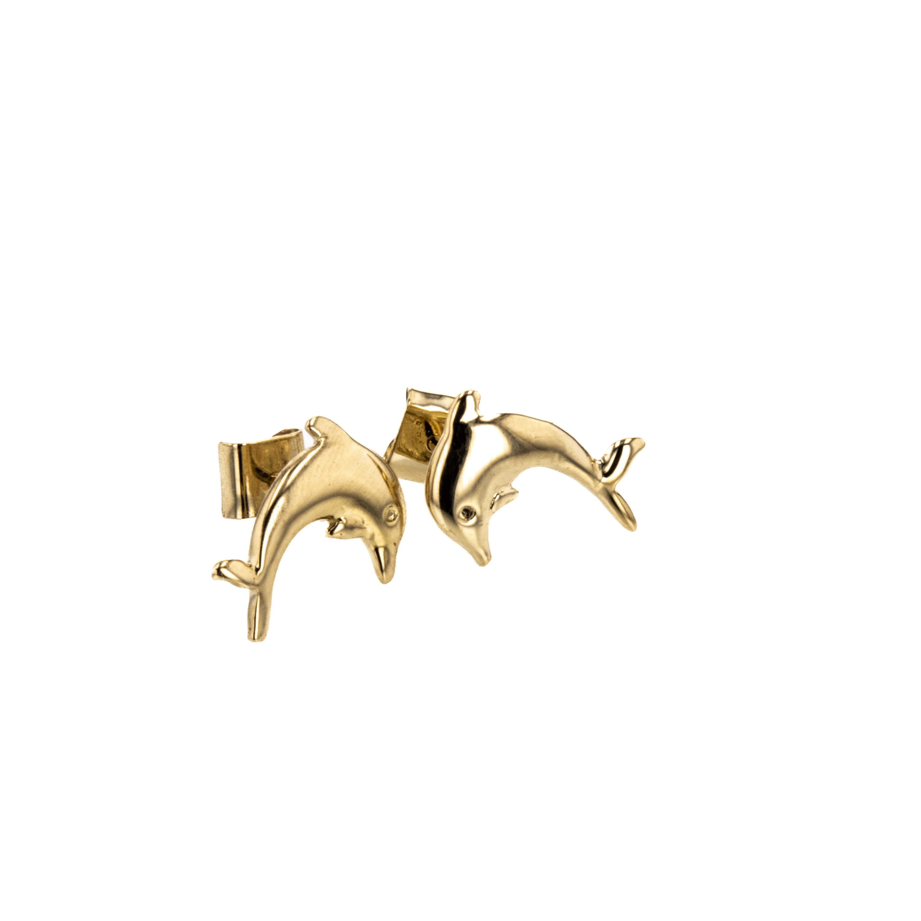 ARETES TOPOS DELFIN 18K