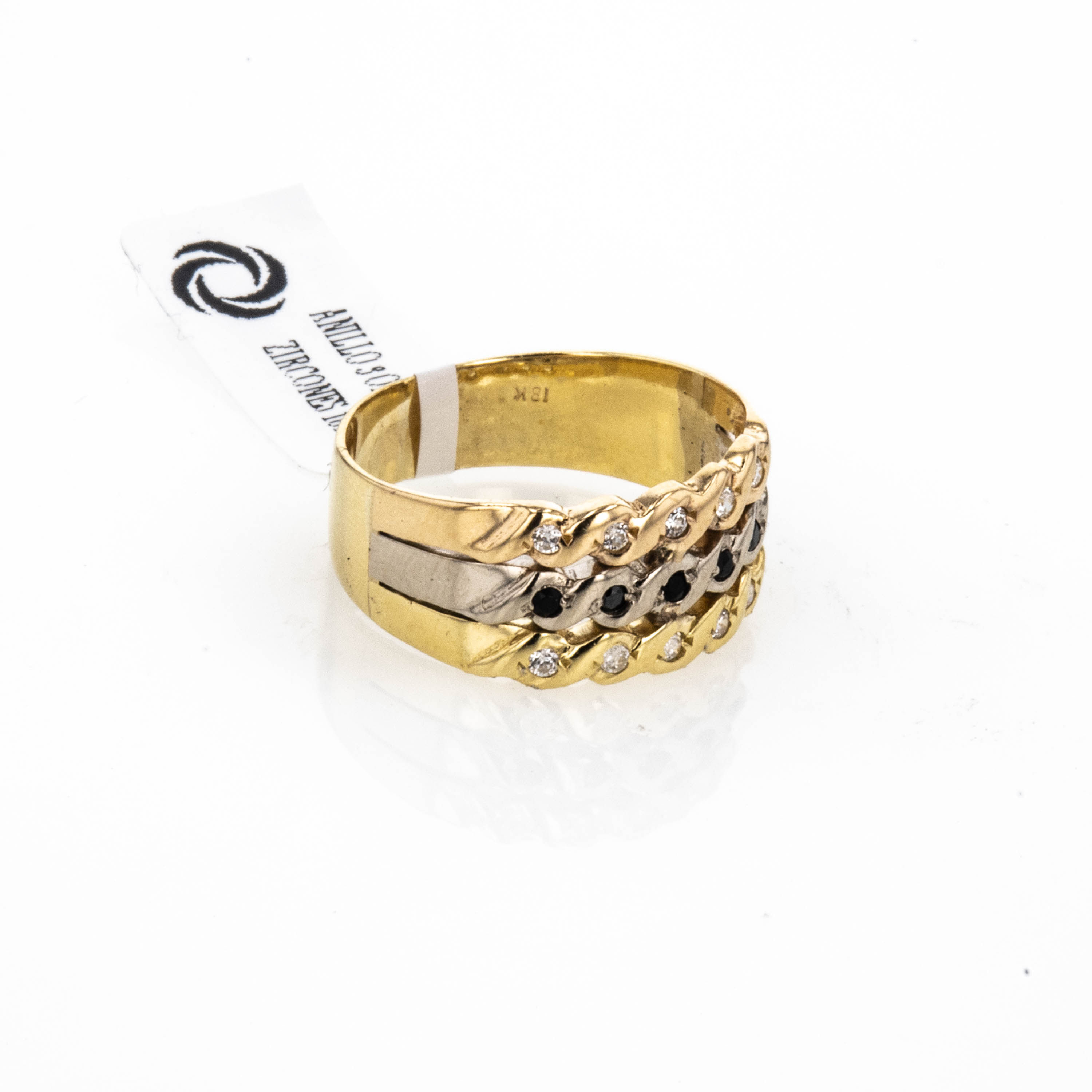 ANILLO 3 OROS CON ZIRCONES 18K