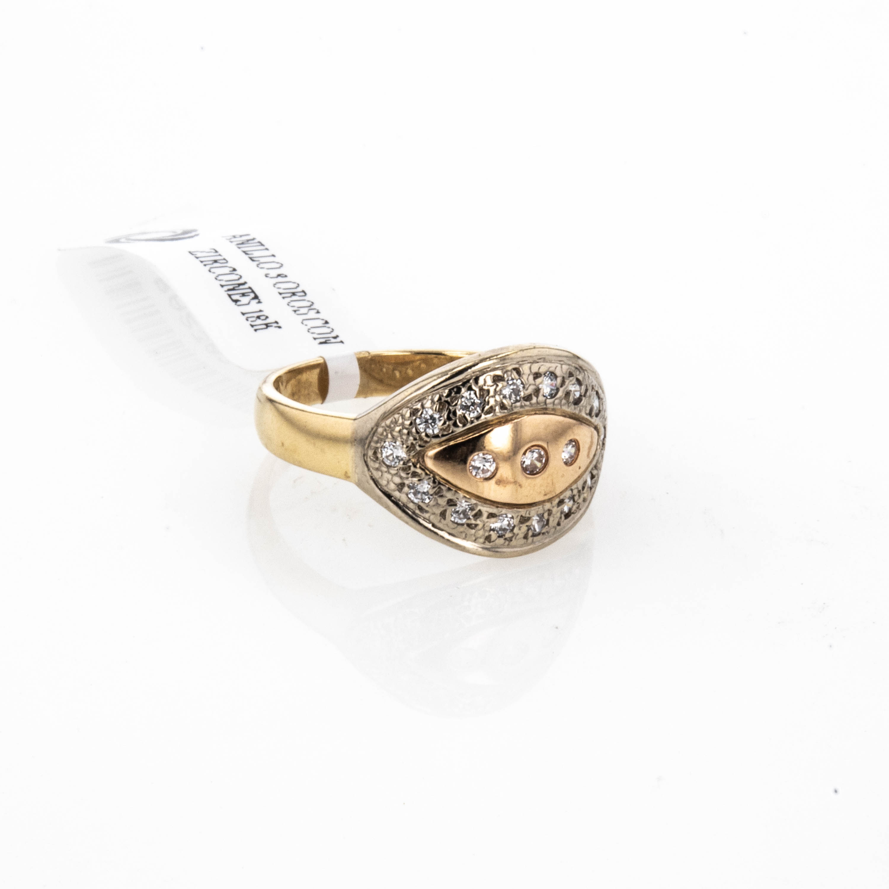 ANILLO 3 OROS CON ZIRCONES 18K