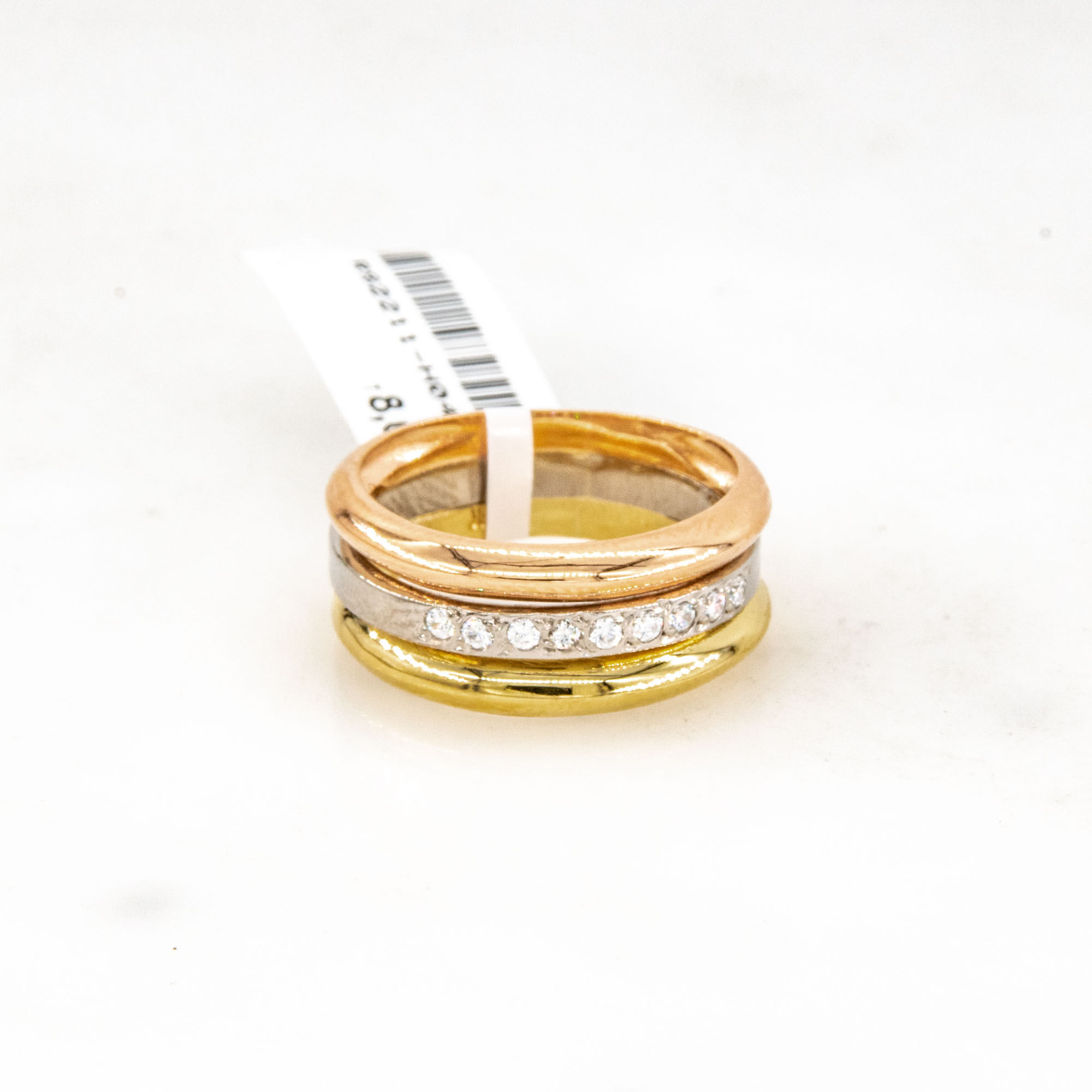 ANILLO 3 OROS ZIRCONES 18K