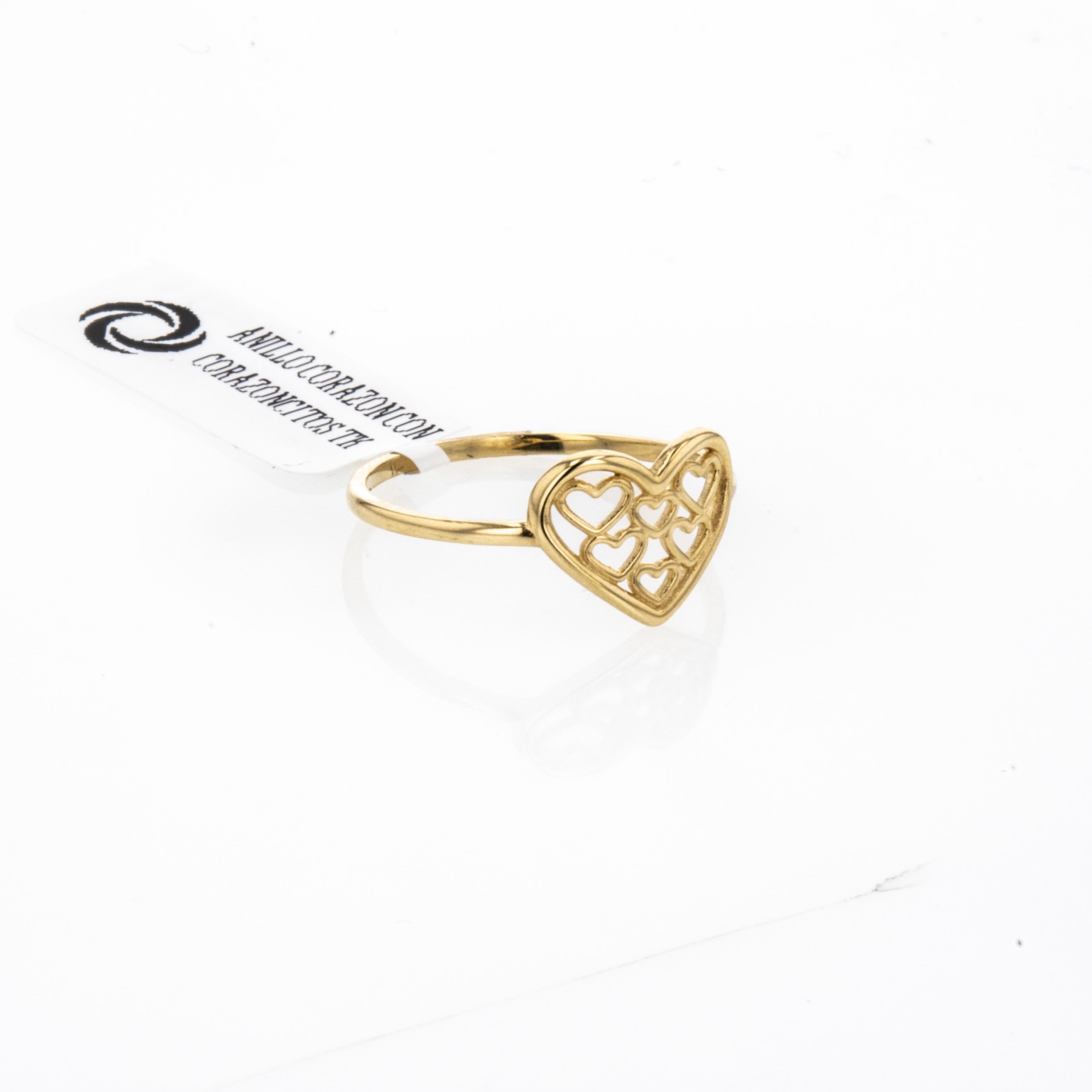 ANILLO CORAZON CON CORAZONCITOS TK