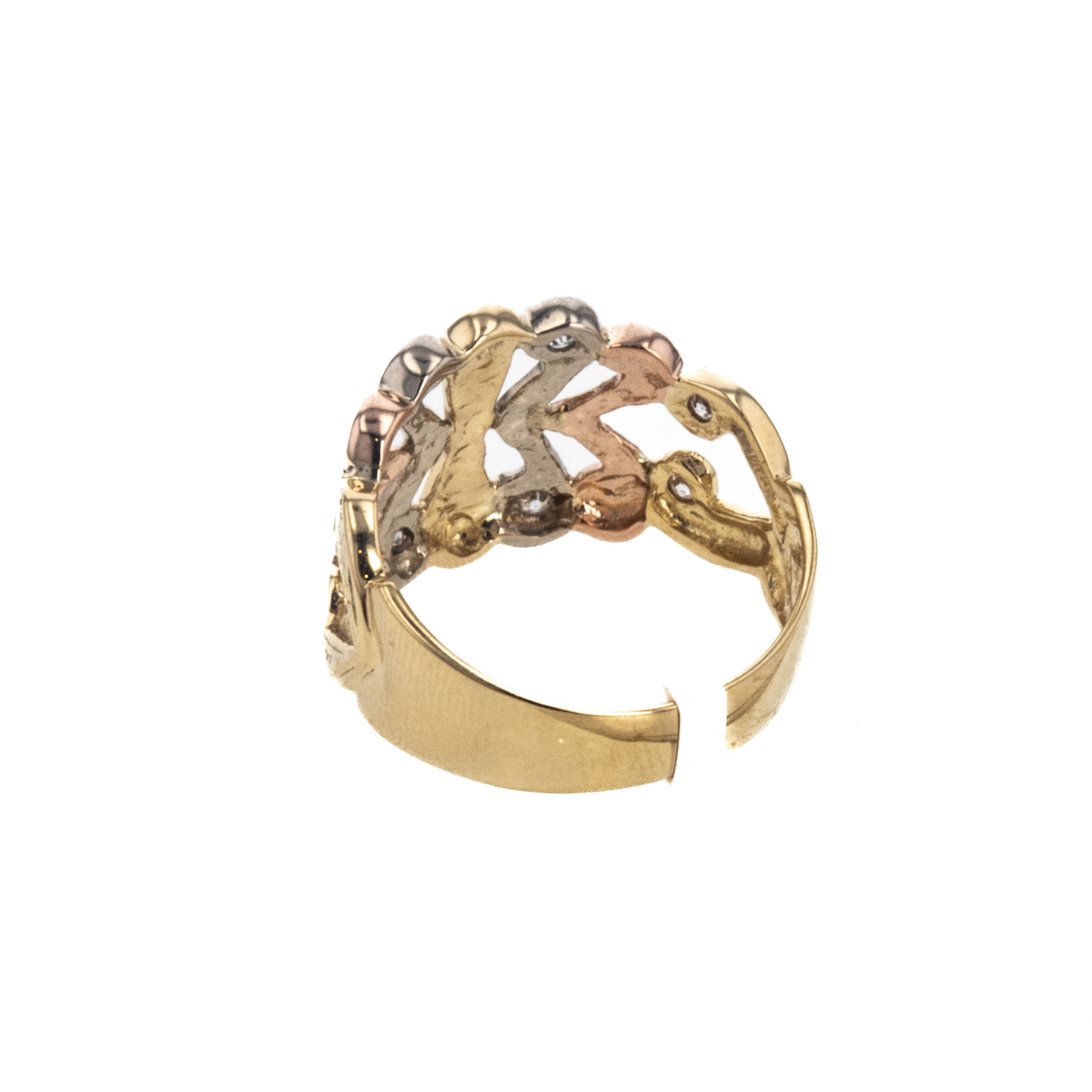 ANILLO 3 COLORES CON ZIRCONES 18K