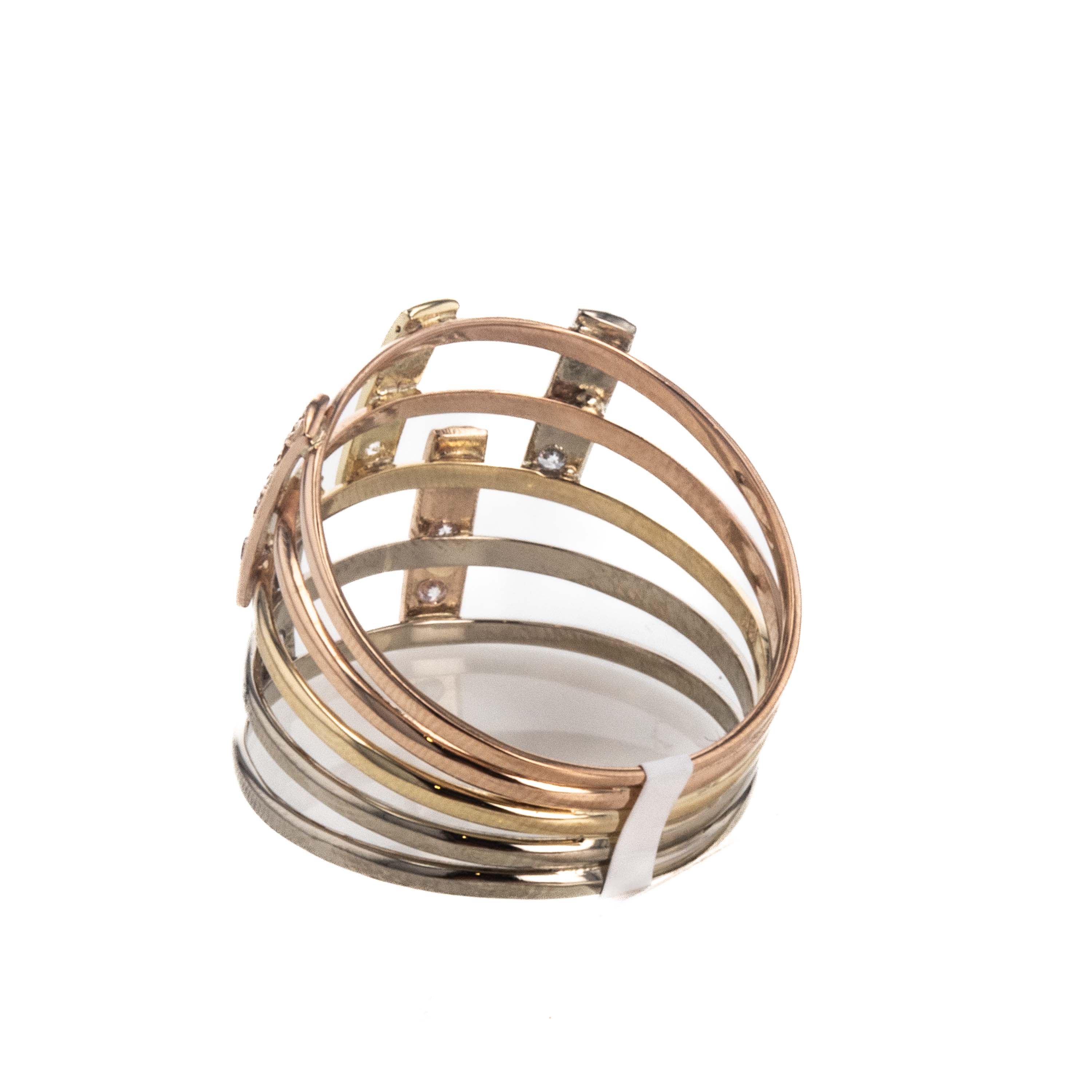 ANILLO 3 COLORES CON ZIRCONES 18K